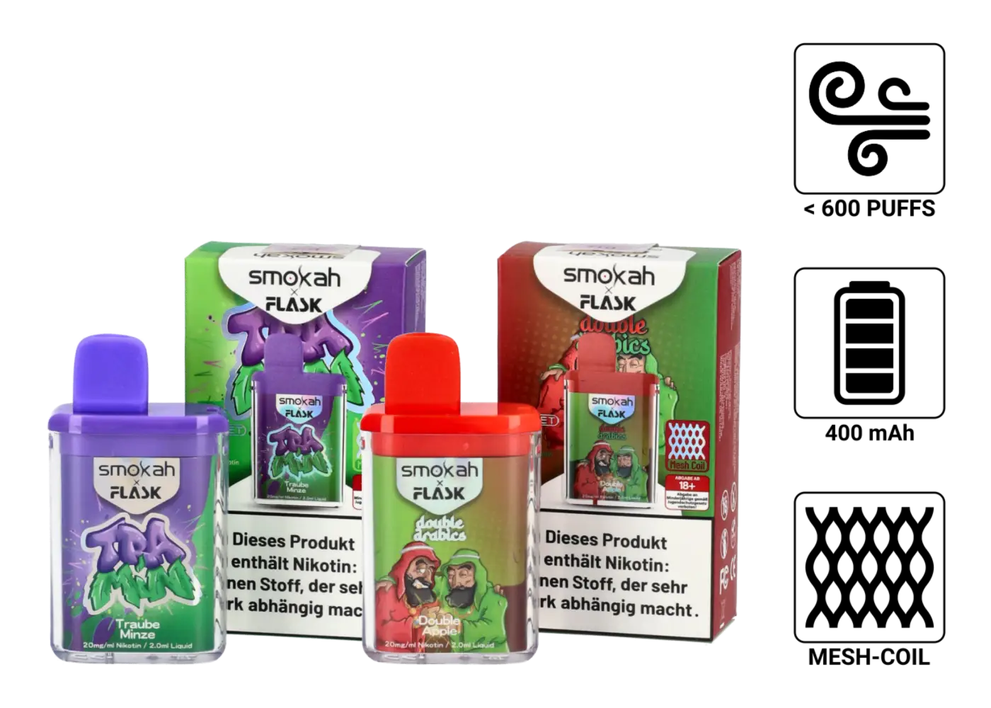 Smokah x Flask Pocket – tolle Einweg Vape mit Nikotinsalz