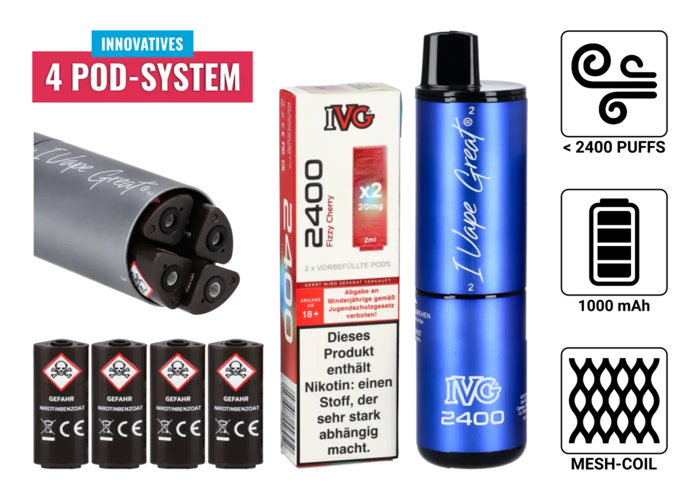 IVG 2400 Prefilled-Pod-System - innovative 4-in-1 Vape