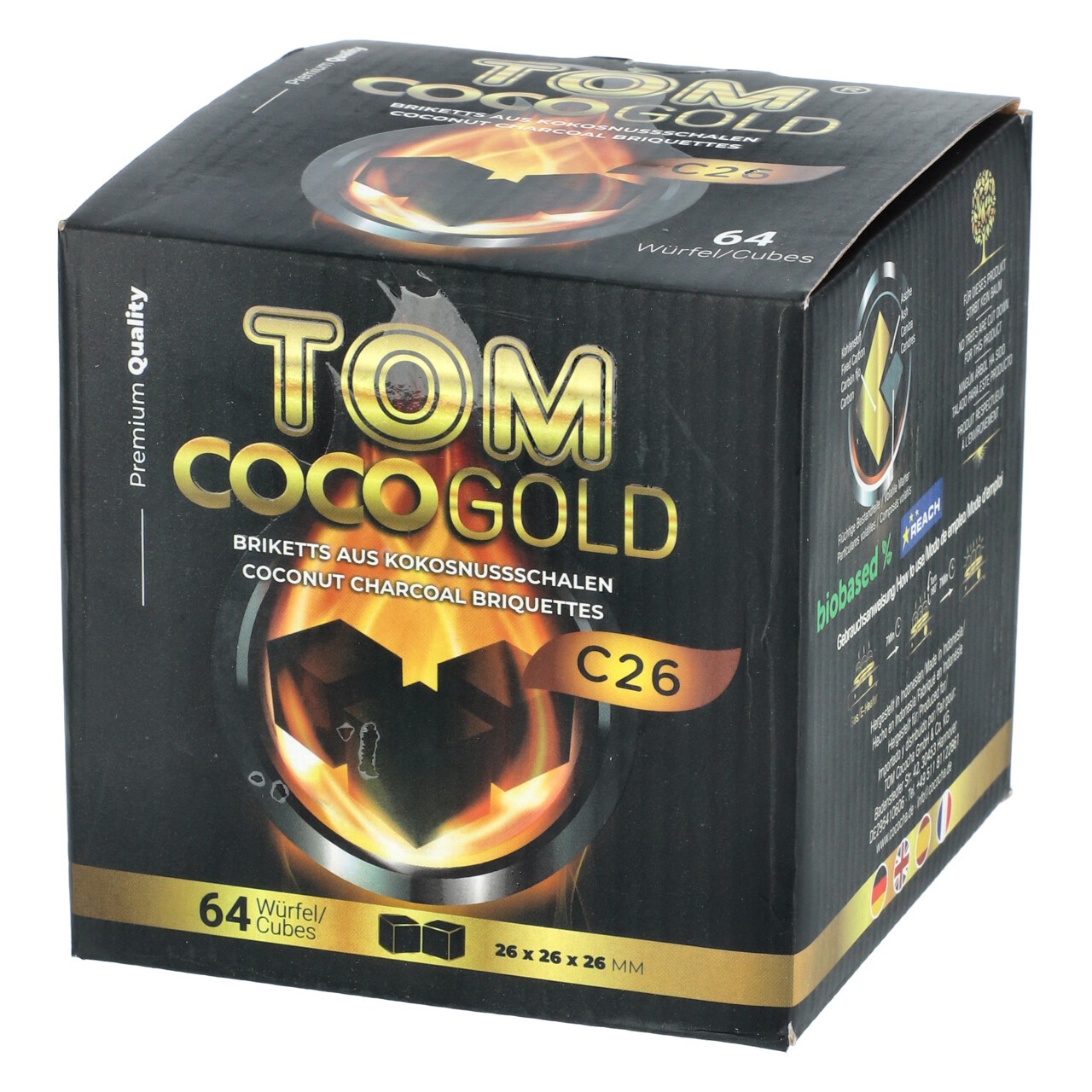 Tom Coco Gold C26 Kokoskohle, 1 kg | Shisha Kohle